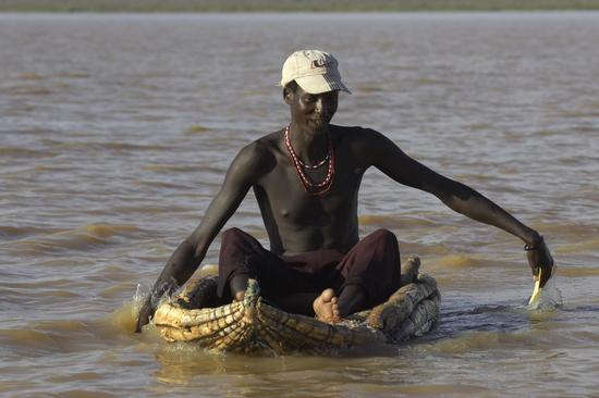 Fisherman On Raft Made Balsa Wood Editorial Stock Photo - Stock Image ...