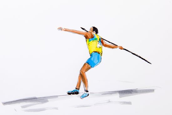 Javelin Thrower During Casting Drawing By Editorial Stock Photo - Stock ...