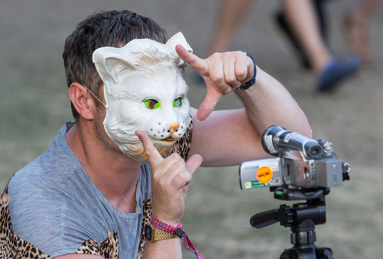 Man Wearing Cat Mask Records Video Editorial Stock Photo - Stock Image ...