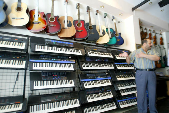 Guitars Keyboards On Sale Music Shop Editorial Stock Photo - Stock ...