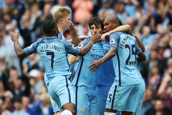 Manchester City Players Celebrate Sergio Agueros Editorial Stock Photo ...
