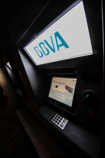 Atm Bbva Bank Larios Street Editorial Stock Photo - Stock Image ...