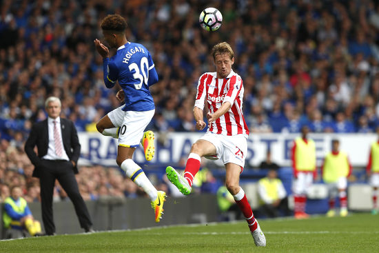 Peter Crouch Competes Mason Holgate During Editorial Stock Photo ...