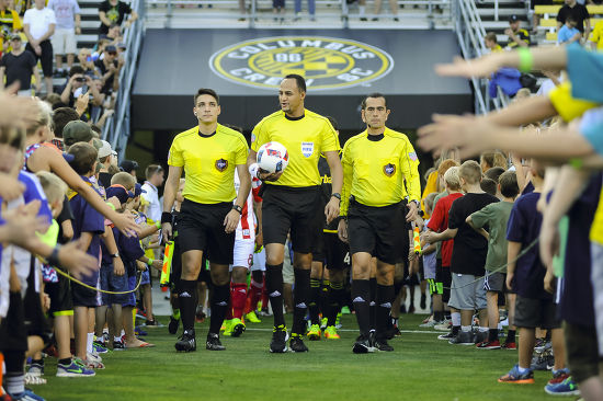Referees Walk Onto Field Before Match Editorial Stock Photo - Stock ...