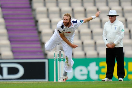 Hampshires Andy Carter Bowling During Specsavers Editorial Stock Photo ...