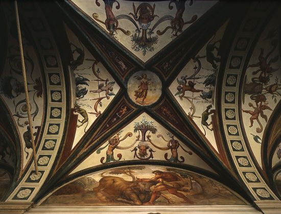 Frescos Italian Renaissance Style Between Arabesque Editorial Stock ...
