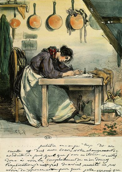 Peasant Woman Writing Kitchen Table C Editorial Stock Photo - Stock ...