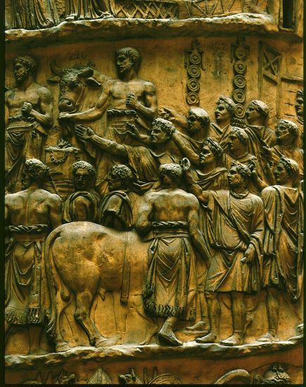 Trajans Column Replica Detail Showing Romans Editorial Stock Photo ...