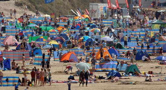 Crowded North Cornwall Beach Where Hugh Editorial Stock Photo - Stock ...