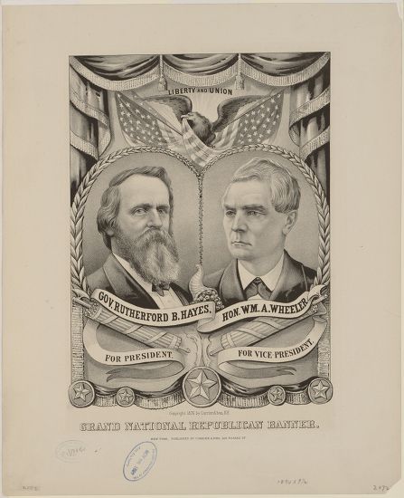 Print Shows Campaign Banner 1876 Republican Editorial Stock Photo ...