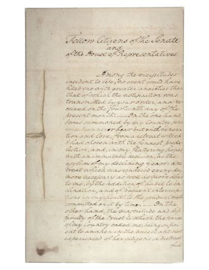 President George Washingtons First Inaugural Address Editorial Stock ...