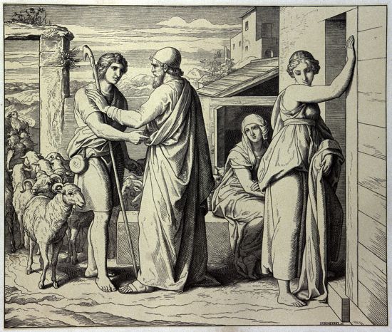 Jacob Asks Laban Hand Marriage Engraving Editorial Stock Photo - Stock ...