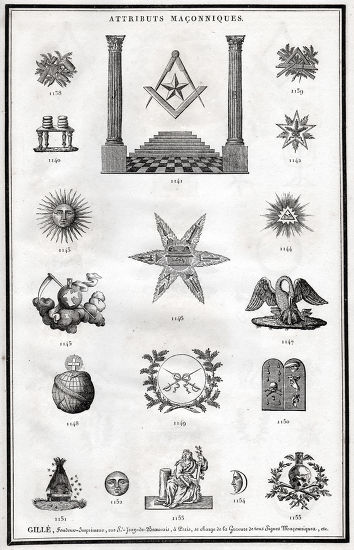 Printing Free Masons Vignettes Engraving Recueil Editorial Stock Photo ...