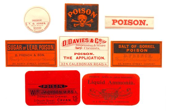 Chemist Poison Labels Circa 1900 Editorial Stock Photo - Stock Image ...