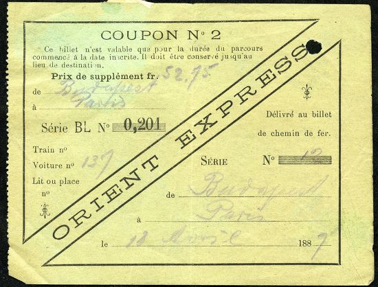 Ticket Orient Express 1889 Editorial Stock Photo - Stock Image ...