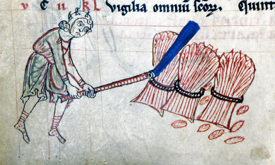 October Peasant Beats Corn Flail Manuscript Editorial Stock Photo ...