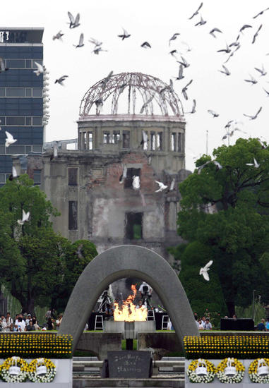 Doves Fly Over Peace Memorial Park Editorial Stock Photo - Stock Image ...