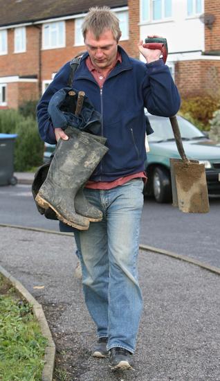 Forensic Archeologist Armed Spades Wellington Boots Editorial Stock ...
