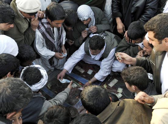 Afghan Men Gamble Street Polekhomri Afghanistan Editorial Stock Photo ...
