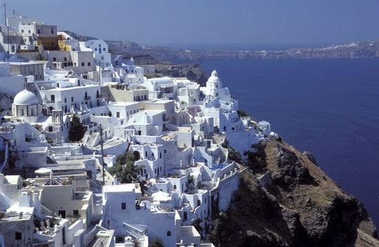 View Fira Santorini Capital Island Located Editorial Stock Photo ...