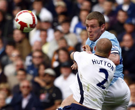 Tottenhams Alan Hutton Manchester Citys Richard Editorial Stock Photo ...
