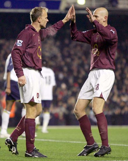 Dennis Bergkamp Ars Celebrates Pascal Cygan Editorial Stock Photo ...