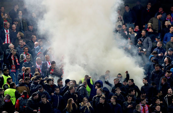 Psv Fans Let Off Flares During Editorial Stock Photo - Stock Image ...