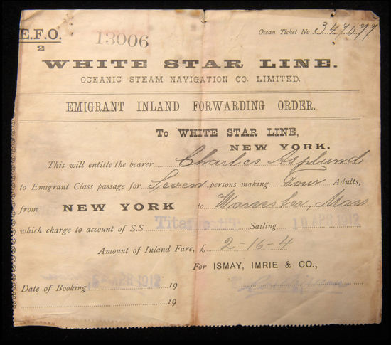 White Star Emigration Ticket Editorial Stock Photo - Stock Image ...