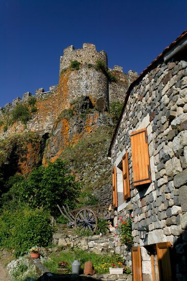 Castle Chapel On Basalt Rock Arlempdes Editorial Stock Photo - Stock ...