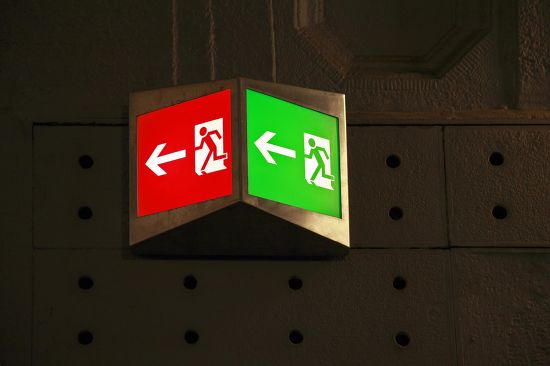 Emergency Exit Sign Illuminated Pictograms Green Editorial Stock Photo ...