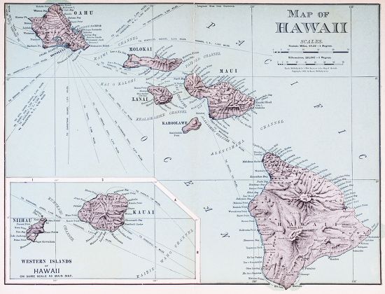 Map Hawaii C 1898 Eight Major Editorial Stock Photo - Stock Image ...