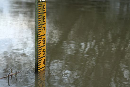 River Flood Level Indicator Editorial Stock Photo - Stock Image ...