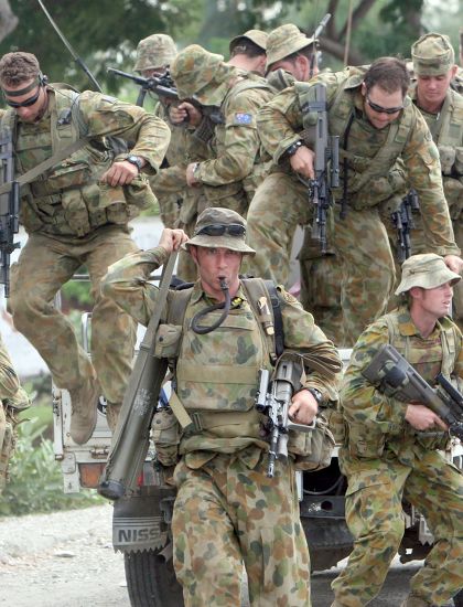 Australian Peacekeeping Troops Jump Off Truck Editorial Stock Photo ...