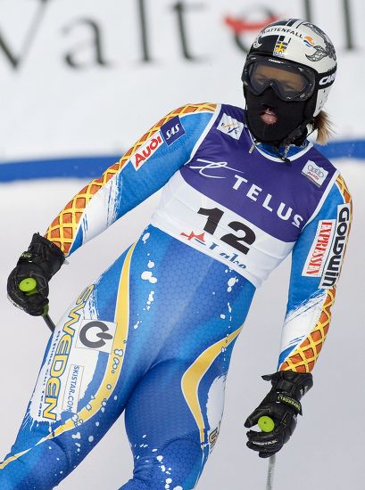 Anja Paerson Sweden Skis Into Finish Editorial Stock Photo - Stock ...