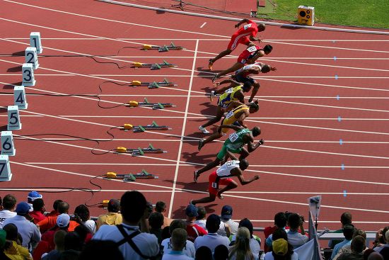 Start Heat 5 Mens 100m Competition Editorial Stock Photo - Stock Image ...
