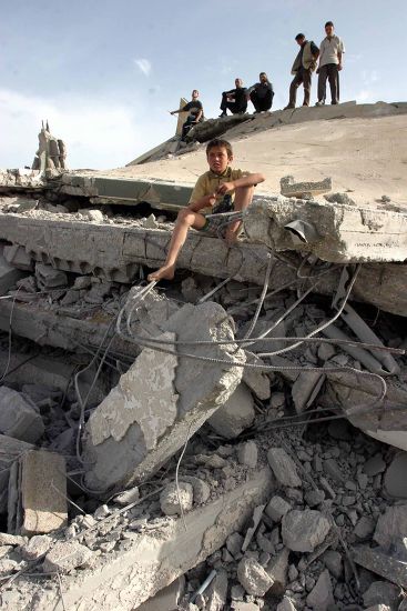 Palestinian Youth Climb Rubble Home Which Editorial Stock Photo - Stock ...