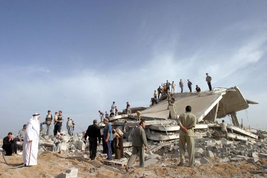 Palestinians Climb Rubble Home Which Demolished Editorial Stock Photo ...