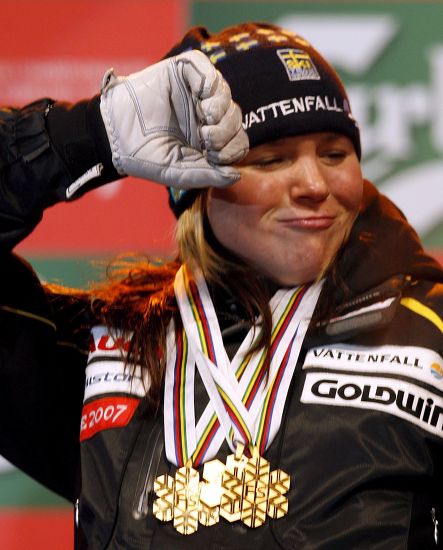Swedens Anja Paerson Dances During Medal Editorial Stock Photo - Stock ...