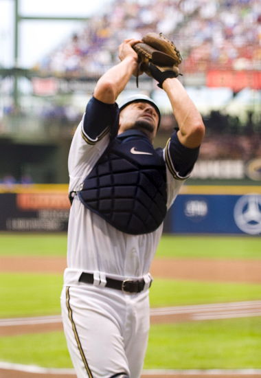Milwaukee Brewers Catcher Jason Kendall Catches Editorial Stock Photo ...