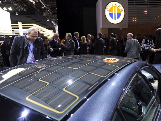 Solar Panels On 2010 Fisker Karma Editorial Stock Photo - Stock Image ...