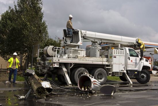 Utility Workers Entergy Begin Work Repairing Editorial Stock Photo ...