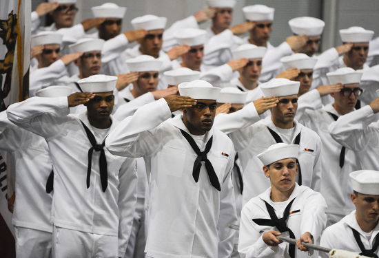 Us Navy Recruits Salute Great Lakes Editorial Stock Photo - Stock Image ...