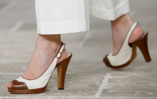 Model Wears Two Tone High Heels Editorial Stock Photo - Stock Image ...