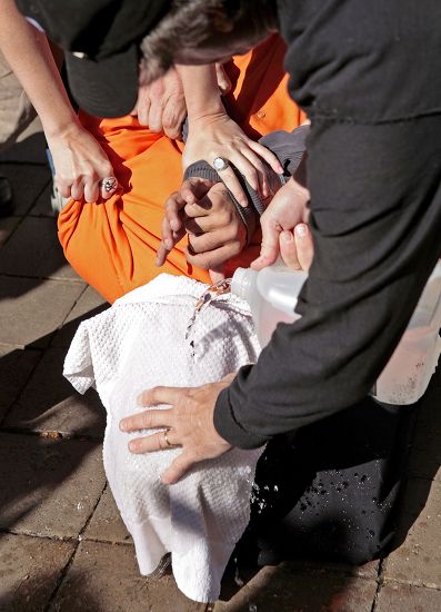 Human Rights Activists Demonstrate Waterboarding On Editorial Stock ...