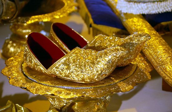 Kings Golden Slippers Lay On Table Editorial Stock Photo - Stock Image ...