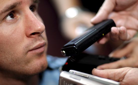 Argentinas Lionel Messi Surrounded By Media Editorial Stock Photo ...