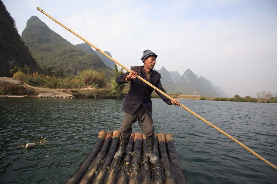 Local Boatman Punts Bamboo Raft Tourists Editorial Stock Photo - Stock ...