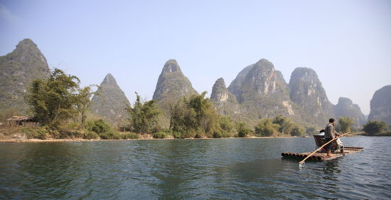 Local Boatman Punts Bamboo Raft Tourists Editorial Stock Photo - Stock ...