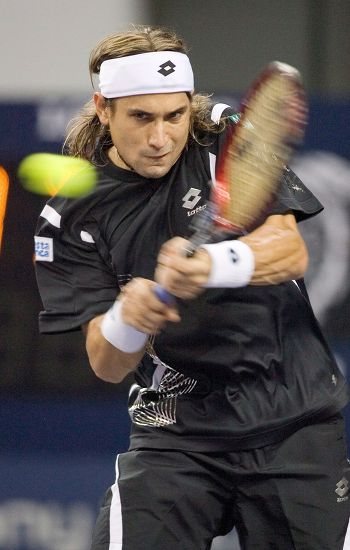 Spains David Ferrer Hits Backhand Return Editorial Stock Photo - Stock ...