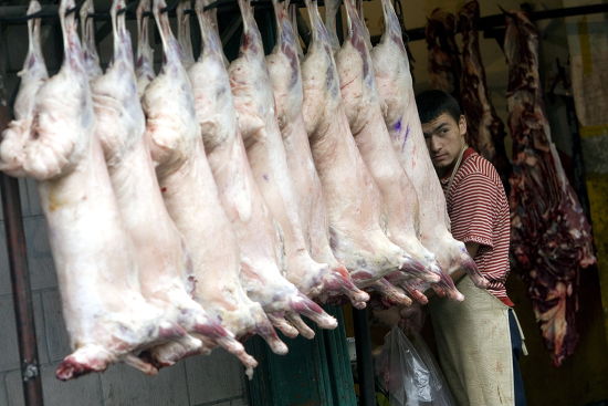 Goats Hang Outside Meat Butchers Shop Editorial Stock Photo - Stock ...